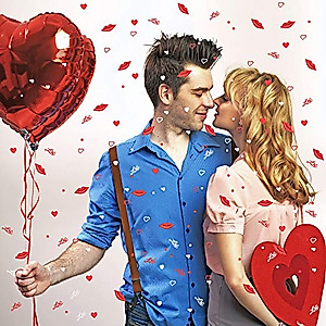 3000 Pieces Heart Confetti Valentine's Day Wedding Anniversary Party Table Scatter Confetti Decoration Metallic Foil Red Silver Red Lip Love Letter Confetti Glitter Heart Sequin for Valentine's Day