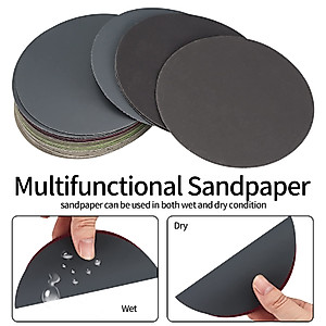 YOUYIDUN - 30 Pcs 5 Inch(125 mm) Wet Dry Sandpaper, 1000/1500/2000/3000/4000/5000 Assorted Grit Hook & Loop Sanding Discs Paper, Silicon Carbide Polish Sandpaper for Auto Wood Metal Sanding Polishing