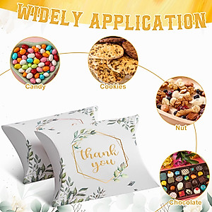 Haomian 100 PCS 4.5Inch x 3.5Inch Kraft Paper Pillow Gift Boxes Candy Treat Gift Box Wedding Party Favor Boxes Sweet Bags Thank You Box for Wedding Bridal Shower Baby Shower Birthday Party Supplies