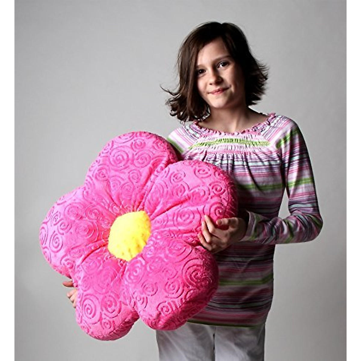 Adorable 15" Minky Flower Pink Throw Pillow