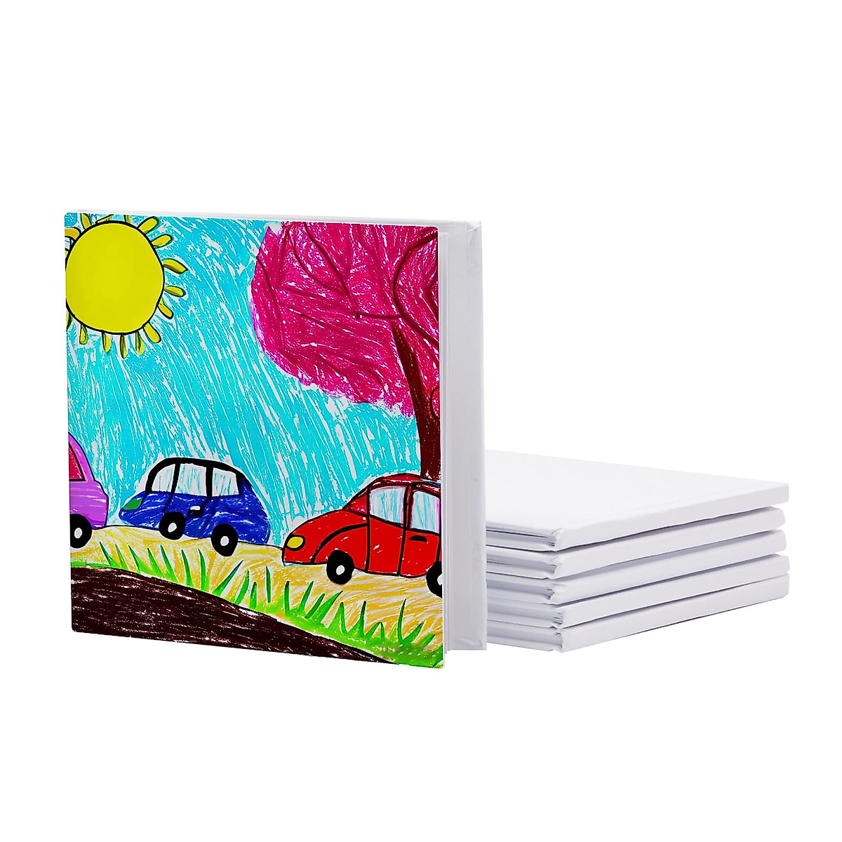 6 Pack Blank Books for Kids to Write Stories, Hardcover Sketchbooks for Students, 36 Pages (White, 5x5 In)