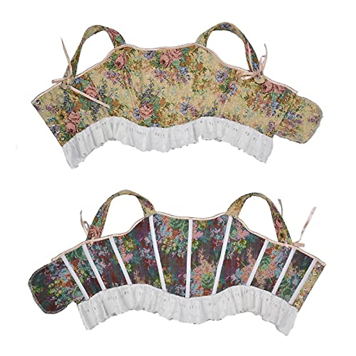 JDHUFEI Halloween Costume for Women Fashion Vintage Gothic Corsets Boho Printed Sexy Renaissance Corsets Steampunk Tunic Tops