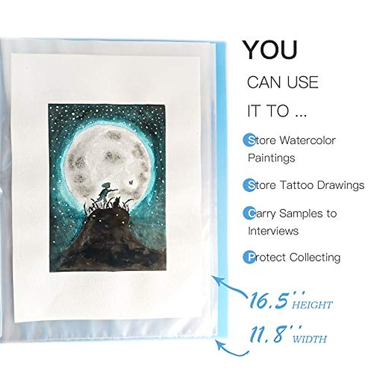 Art Portfolio Case Presentation Folder - Decent 11.8'' X 16.5'' Portfolio Folder for Artwork - Great Art Organizer for Storing Artwork and Other Important Documents - Durable and Easy to View