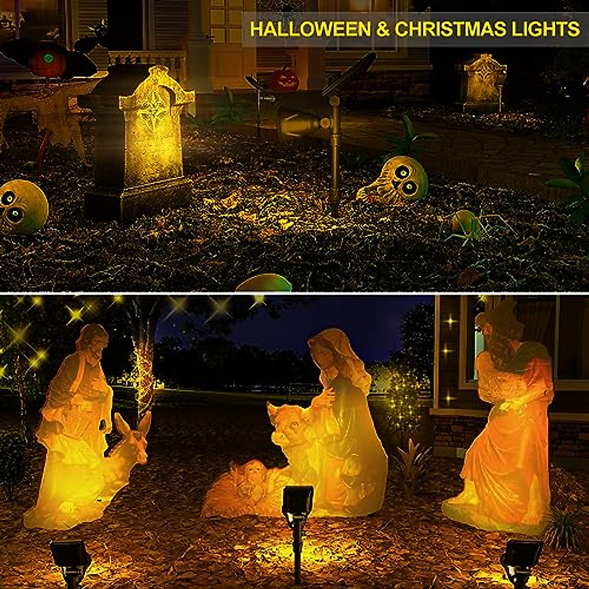 ROSHWEY Solar Spot Lights Outdoor Spotlight 18 LED Waterproof Landscape Spotlight for Garden Lawn Backyard Patio Porch Wall Deck Garage (WarmWhite- 2 Pack)