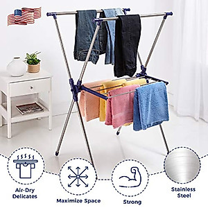 Smart Some Clothes Drying Rack - Foldable Drying Racks for Laundry, Heavy Duty Stainless Steel for Indoor and Outdoor Use (Easy Assembly Video)