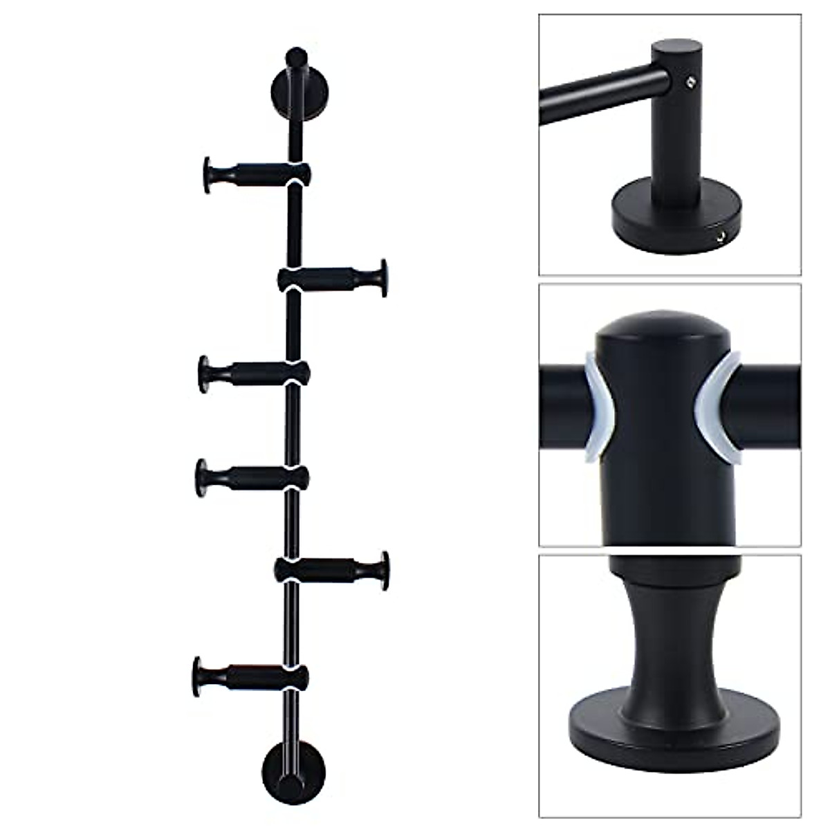 DNYSYSJ Rotating Coat Hooks, Wall-Mounted Coat Hooks Coat Rack, Vertical Wall Hanger with 6 Swivel Arms, Towel Hooks for Bathroom, Entryway Hooks for Scarves, Clothes, Handbags (Black)