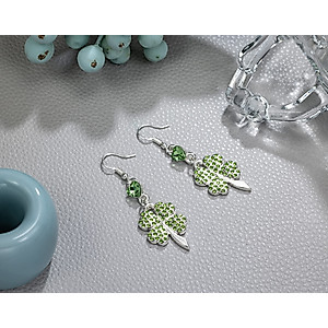 St Patrick's Day Earrings for Wome, Four Leaf Clover Dangle Earrings, Shamrock Earrings, St Patrick's Day Accessories, Lucky Irish Jewelry