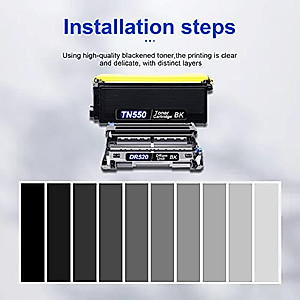 ALUMUINK 2 Pack DR520 TN550 High Yield Compatible Drum Unit & Toner Cartridge Replacement for Brother HL-5250DN/DNT 5270DN 5280DW 5350DN/DNLT 5370DW/DWT Drum Unit Printer (1 Toner, 1 Drum)