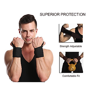 SUJAYU Wrist Wraps, 2 Pack Wrist Brace Wrist Straps for Weightlifting, Wrist Straps Lifting Straps Wrist Weights Carpal Tunnel Wrist Brace, Wrist Brace for Working Out Gym Accessories for Men (Red B)