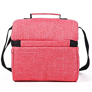 MORIOX Lunch Bag Women Double Deckers Lunch Box for Girls Thermal Insulated Leakproof Cooler with Shoulder Strap for Adults & Kids for Work School Picnic (Orange)