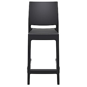 Home Square Resin 25.6" Counter Stool in Black - Set of 2