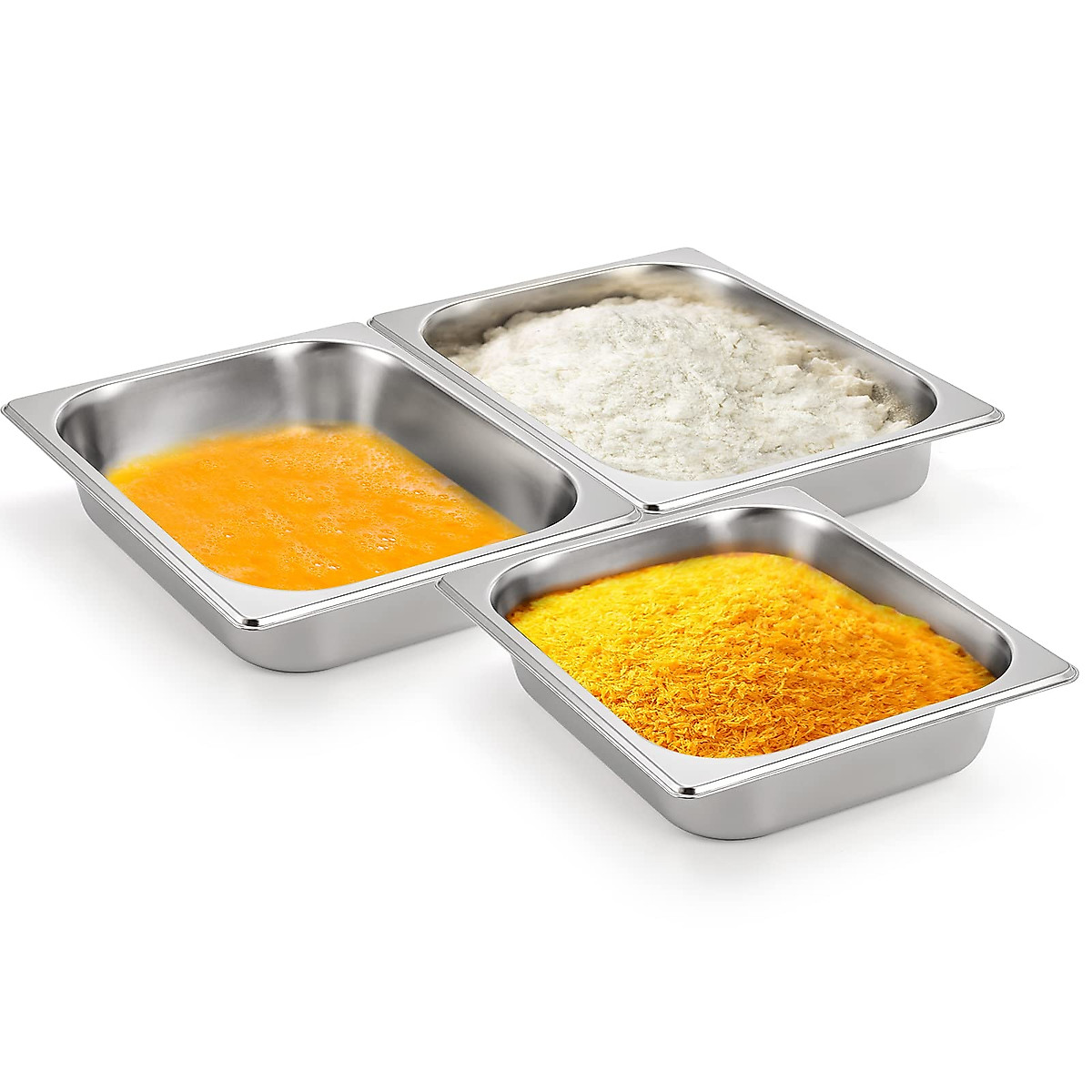TOPZEA 4 Pack Hotel Pans Half Size, 2.5" Deep 1/2 Size Stainless Steel Steam Table Pan Buffet Catering Food Pan, Warmer Breading Tray Batter Pans for Hotel, Party Catering Supplies