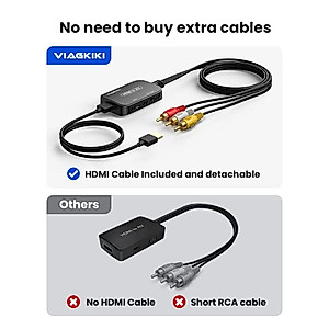 HDMI to RCA Converter, HDMI to RCA Adapter, HDMI to AV 3RCA CVBs Composite Video Audio Converter Adapter for TV Stick/Roku/Apple TV/PC/Laptop/Xbox/HDTV/DVD ( with HDMI Cable & USB Cable)