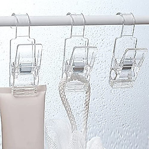 YEBIAO Laundry Hooks with Clips,Acrylic Clothes Pins,Acrylic Hooks with Clips，Bathroom Organizer Hook Multi-Purpose Clips