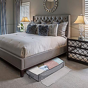 JERIA 4-Pack 100L Underbed Storage Bags Organizer Container with 4 Handles and 2 Sturdy Zippers, Blankets Clothes Comforters Foldable Storage Bags with Clear Window (Size: 40" L X 20" W X 7" H)