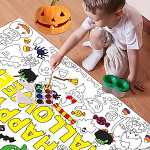 WorldBazaar 3PCS Halloween Coloring Posters Kids Halloween Coloring Tablecloth Banner Halloween Crafts for Kids Halloween Party Supplies
