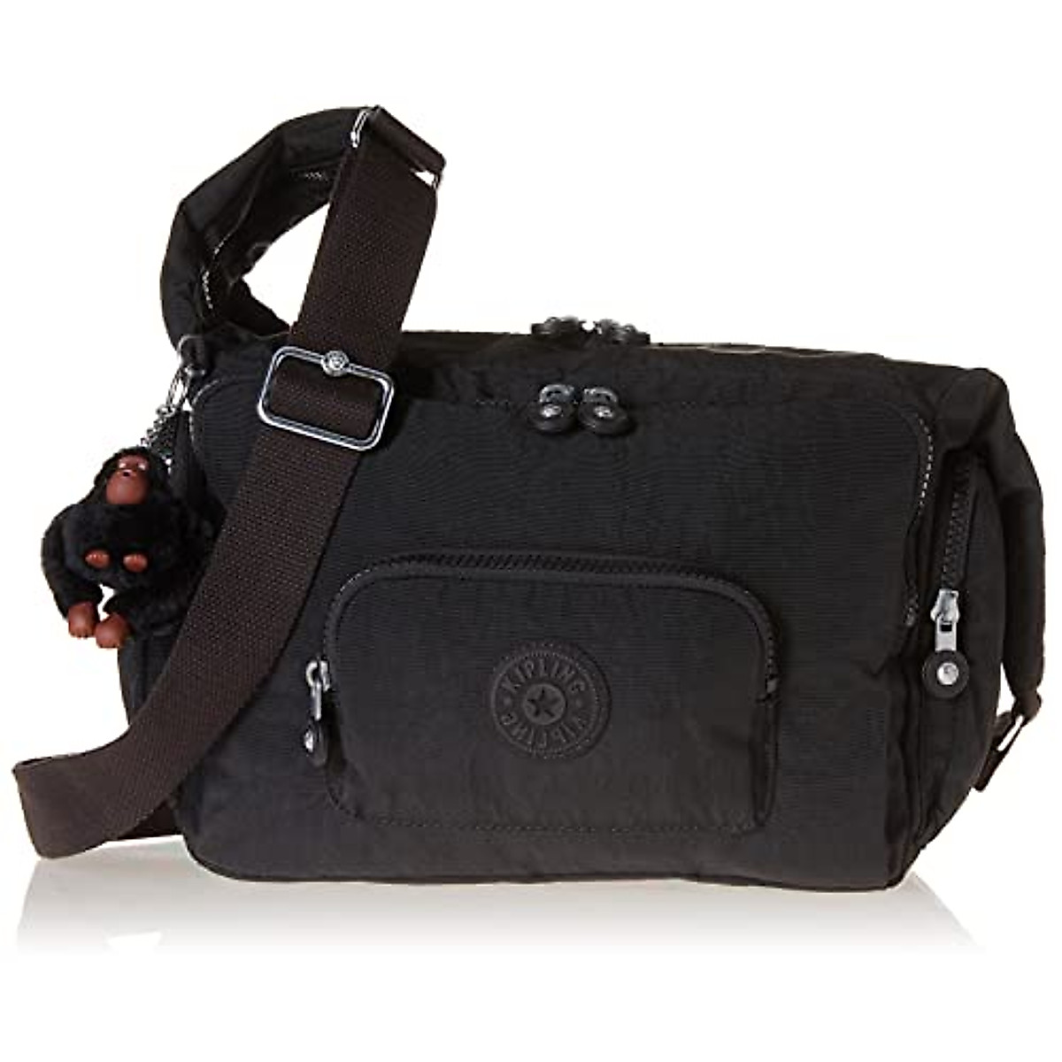 Kipling Womens Women's Erica Bag, Jetset Traveller, Small Handbag, Polyester Crossbody Bag, Black Tonal, 12.25 L x 8.75 H 6.25 D US