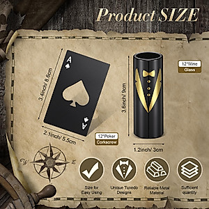 24 Pieces Groomsmen Tuxedo 12 Gauge Glasses Set with Poker Bottle Cap Opener Groomsmen Gifts Black Espresso Shot Glasses Ace of Spades Credit Card Bottle Opener for Men Proposal Wedding Party