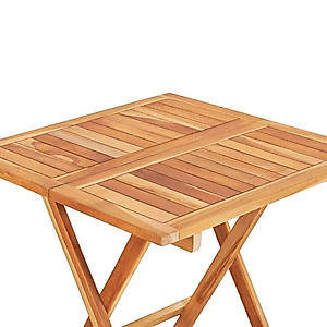 vidaXL Solid Teak Wood Bistro Table - Foldable Patio Furniture for Outdoor/Indoor Use, Brown, Space-Saving Design, 23.6"x23.6"x25.6"