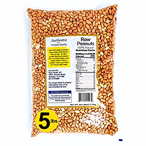Rani Peanuts, Raw Whole With Skin (uncooked, unsalted) 80oz (5lbs) 2.27kg Bulk ~ All Natural | Vegan | Kosher | Gluten Friendly | Fresh Product of USA ~ Spanish Grade Groundnut/Red-skin