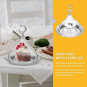 Acrylic Cake Dome Dinner Plate with Clear Lid Fruit Plate Snack Cake Dessert Serving Tray Bread Dish Plates for Living Room Wedding Birthday Acrylic Food Cover