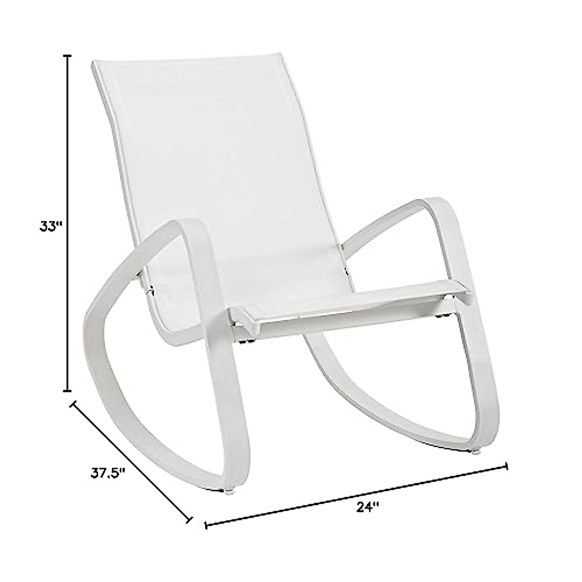 Modway Traveler Outdoor Patio Aluminum Mesh Rocking Sling Gliders, Two Lounge Chairs, White