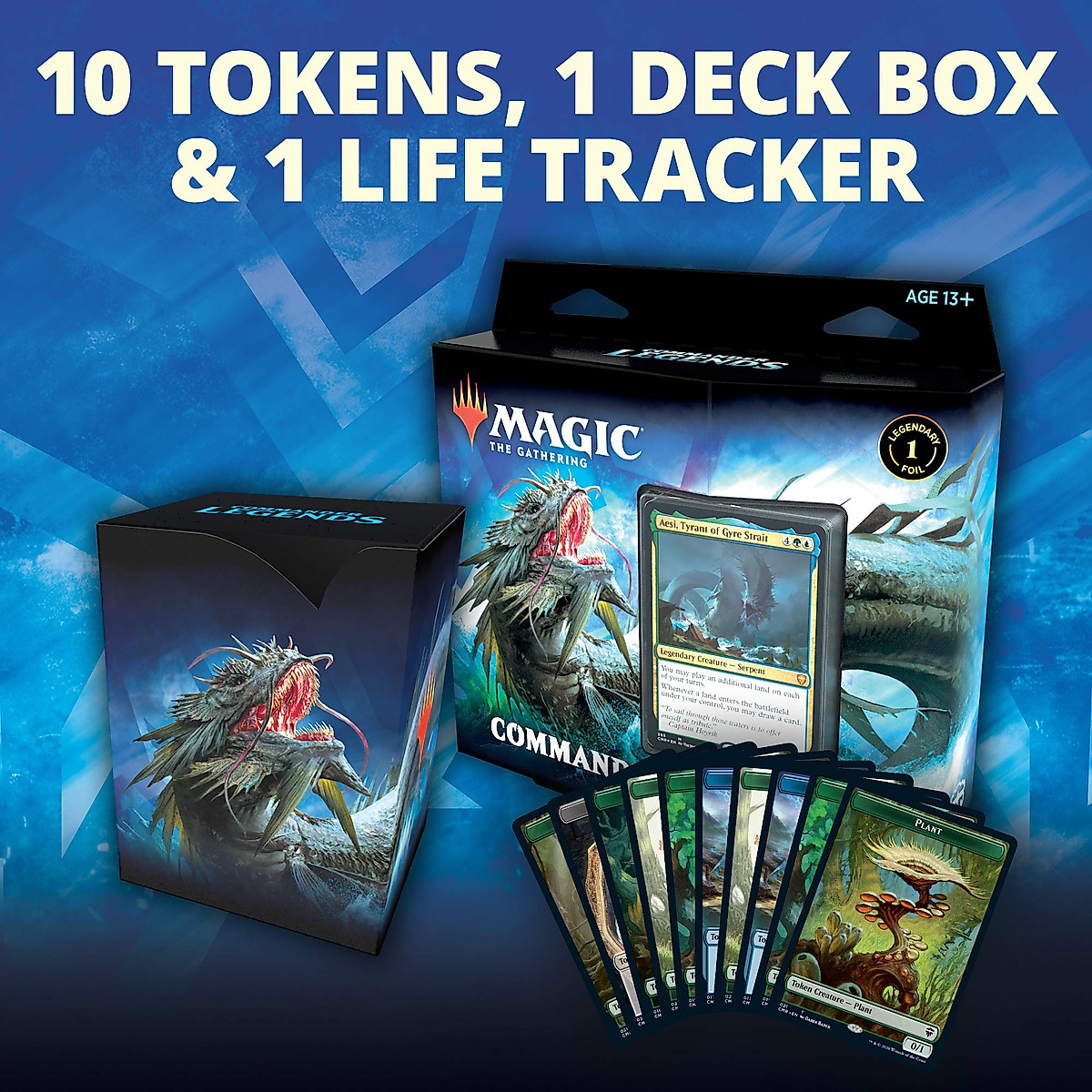 Magic: The Gathering Commander Legends – Reap the Tides | 100 Card Ready-to-Play Deck | 1 Foil Commander | Blue-Green
