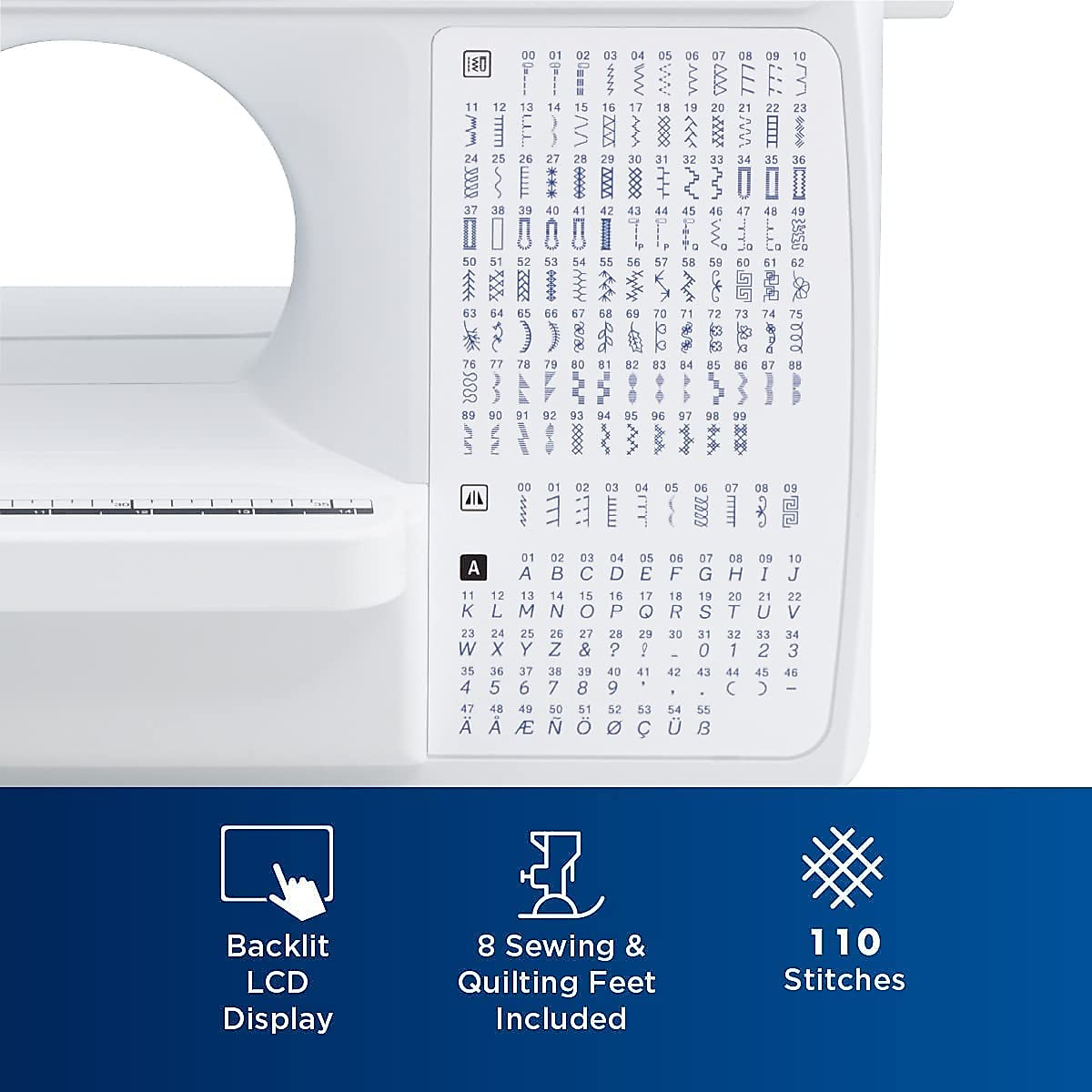 Brother XR9550 Sewing and Quilting Machine, Computerized, 165 Built-in Stitches, LCD Display, Wide Table, 8 Included Presser Feet - White