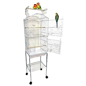 66-Inch Open Top Flight Bird Cage for Cockatiel Quaker Parrot Sun Parakeet Green Cheek Conures Finch Budgie Lovebird Parrotlet Canary Finch Pet Bird Cage with Rolling Stand