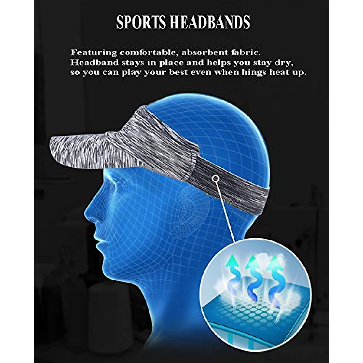 FORBUSITE Women Visor Caps for Running and Sport - Headband & Packable Black