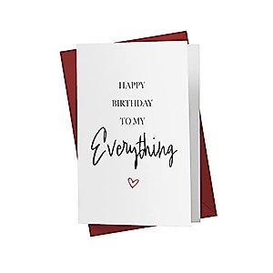 Sweet Birthday Card for Men Women, Large 5.5 x 8.5 Romantic Birthday Card for Him Her, Happy Birthday Card for Boyfriend, Birthday Card for Husband Wife Girlfriend, Karto My Everything