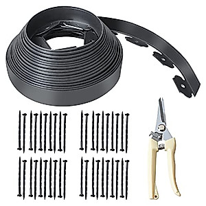 No Dig Landscape Edging,Heavy-Duty Landscape Edging Kit Black 40ft Lawn Edging Include 40 Spikes And Scissors,2 Inch Tall Plastic Lawn Edging for Landscaping,Yard,Lawn Paver,Flower Gardens Borde,Grass
