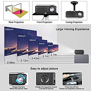 Native 1080p Projector Android OS for Netflix YouTube, Movie Projector with WiFi and Bluetooth, Wireless Display for Phone,Gaming Projector Home Theater Christmas, Compatible w/ TV Stick PC Xbox HDMI