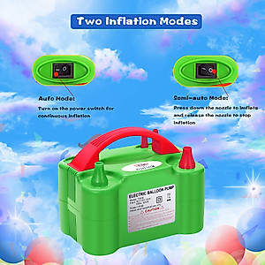 NuLink Electric Portable Dual Nozzle Balloon Blower Pump Inflation for Decoration, Party [110V~120V, 600W, Green]