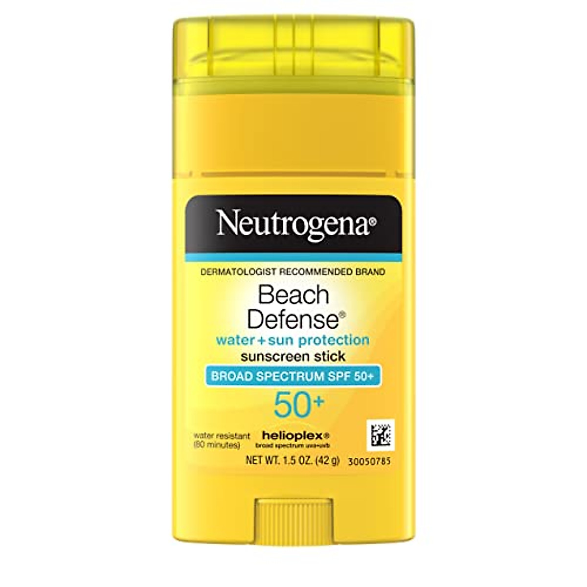 Neutrogena Beach Defense Water-Resistant Sunscreen Stick with Broad Spectrum SPF 50+, PABA-Free and Oxybenzone-Free, UVA/UVB Protection, Face & Body Sunscreen Stick, 1.5 oz
