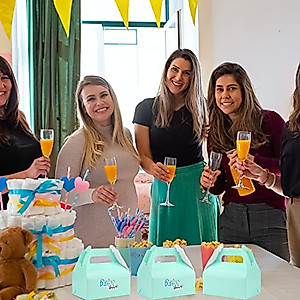 30 Pcs Gable Treat Boxes, Small Goodie Boxes Red Party Favor Boxes Cardboard Kraft Paper Gift Box Dessert Candy Cookie Boxes for Birthday Baby Shower Mothers Day Party Favors, 4.5 x 3.1 x 5.1" (Blue)