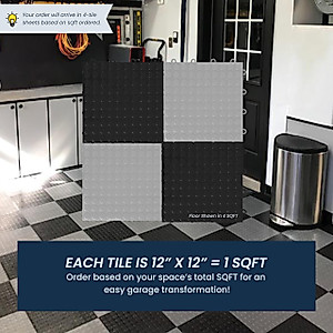 FlooringInc's Nitro 12"x12" Snap-Together Garage Flooring Tiles, Non-Slip Interlocking Plastic Garage Floor Mat, Garage Organization & Garage Storage, Coin Pattern, Midnight Black, 52 Tiles, 52 Sq/Ft