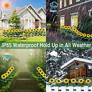 TYNLED Sunflower Solar Garden Lights, 2 Pack Outdoor Solar Powered Garden Stake Lights Waterproof Decoration Flower Landscape Lights for Garden Patio Pathway Backyard