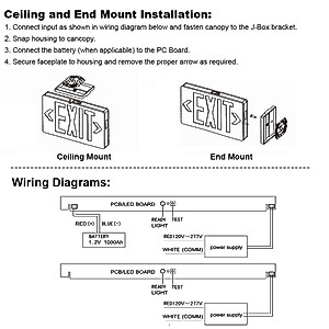 hykolity LED EXIT Sign with Double Face and Battery Backup, Red Letter LED Emergency Exit Lights, 120-227V, for Home & Business- 2pack