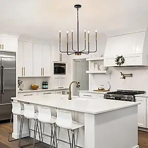 ZCHAOZ Modern Farmhouse Chandelier for Dining Room, 6 Lights Chandelier Light Fixture Adjustable Height, Black and Gold Hanging Candle Pendant Lighting for Kitchen Island Living Room Bedroom Foyer