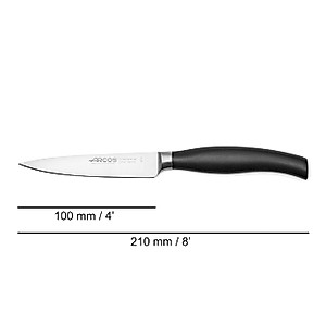 ARCOS Forged Kitchen Knife Set 3 Pieces (Paring Knife + Kitchen Knife + Chef's Knife). Stainless Steel Forged Nitrum. Polypropylene POM Handle. Series Clara. Black Color