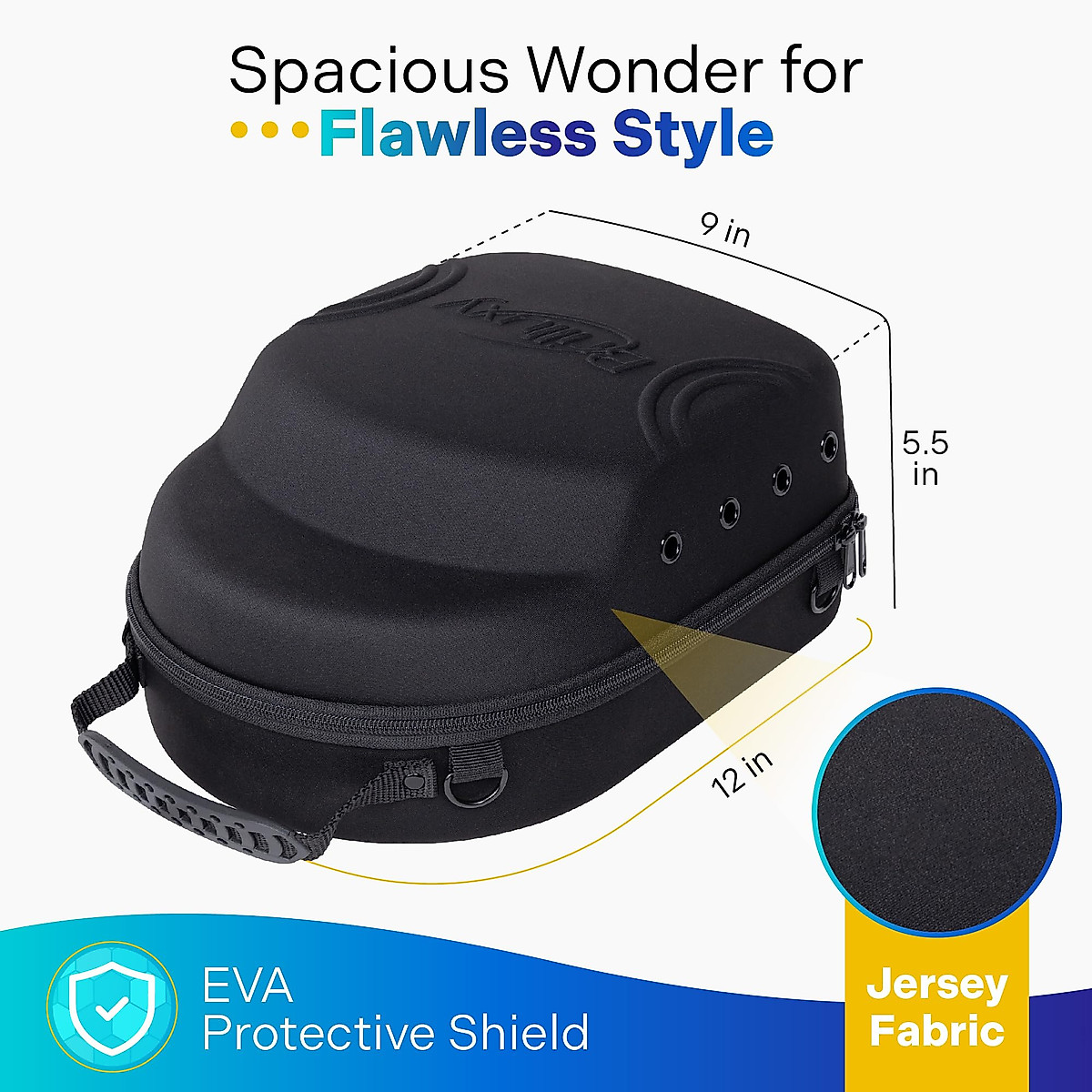 Brilluxy Hat Travel Case – Hat Storage for Baseball Caps with Sunglasses Case, Earbuds Pocket – Hat Case for Travel with Padded Carrying Straps – Hard Hat Carrying Case Fits up to 6 Hats