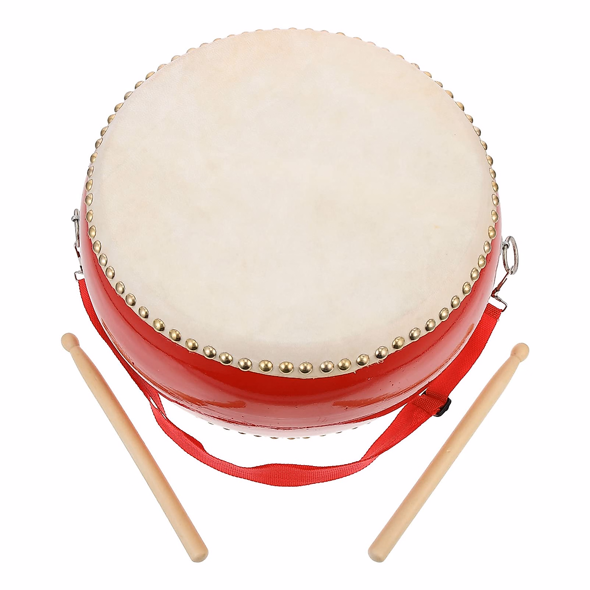 ERINGOGO 9 inch Chinese Drum, Kids Hand Drum Wooden Drum with Carry Strap and Drum Sticks, Traditional Chinese Percussion Instrument for Lion Dance, Rhythm