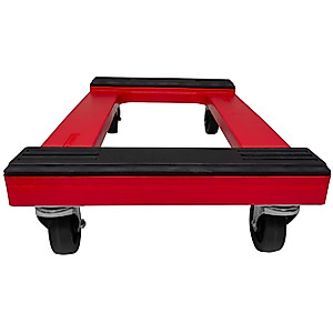Akro-Mils RMD3018RC4PAR Plastic 4-Wheel Furniture Dolly with Steel-Reinforced Frame and 4-Inch 4-Way Swivel Casters, 1200 Lbs Capacity, 18-Inch x 30-Inch, Red