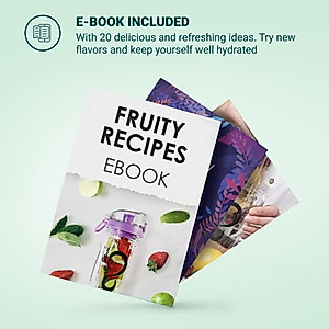 Live Infinitely 32 oz Fruit Infuser Water Bottle - Featuring a Full Length Infusion Rod, Flip Top Lid, Dual Hand Grips & Recipe Ebook Gift - Fruit Infused Water Bottles (Bright Teal, 32 oz)