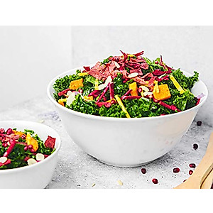 Kook Ceramic Salad Serving Bowls, Chip Resistant Ceramic, Microwave and Dishwasher Safe, White Glossy Porcelain, Bristol Collection (Serving Bowl)