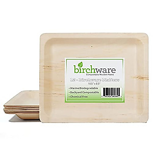 Birchware 50 - Large Compostable Wooden Platter, Party and Craft Supplies