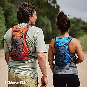 Vibrelli Hydration Pack & 2L Hydration Water Bladder - High Flow Bite Valve - Hydration Backpack with Storage - Lightweight Running Backpack, Also for Cycling, Hiking, Ski, Snow for Men, Women & Kids