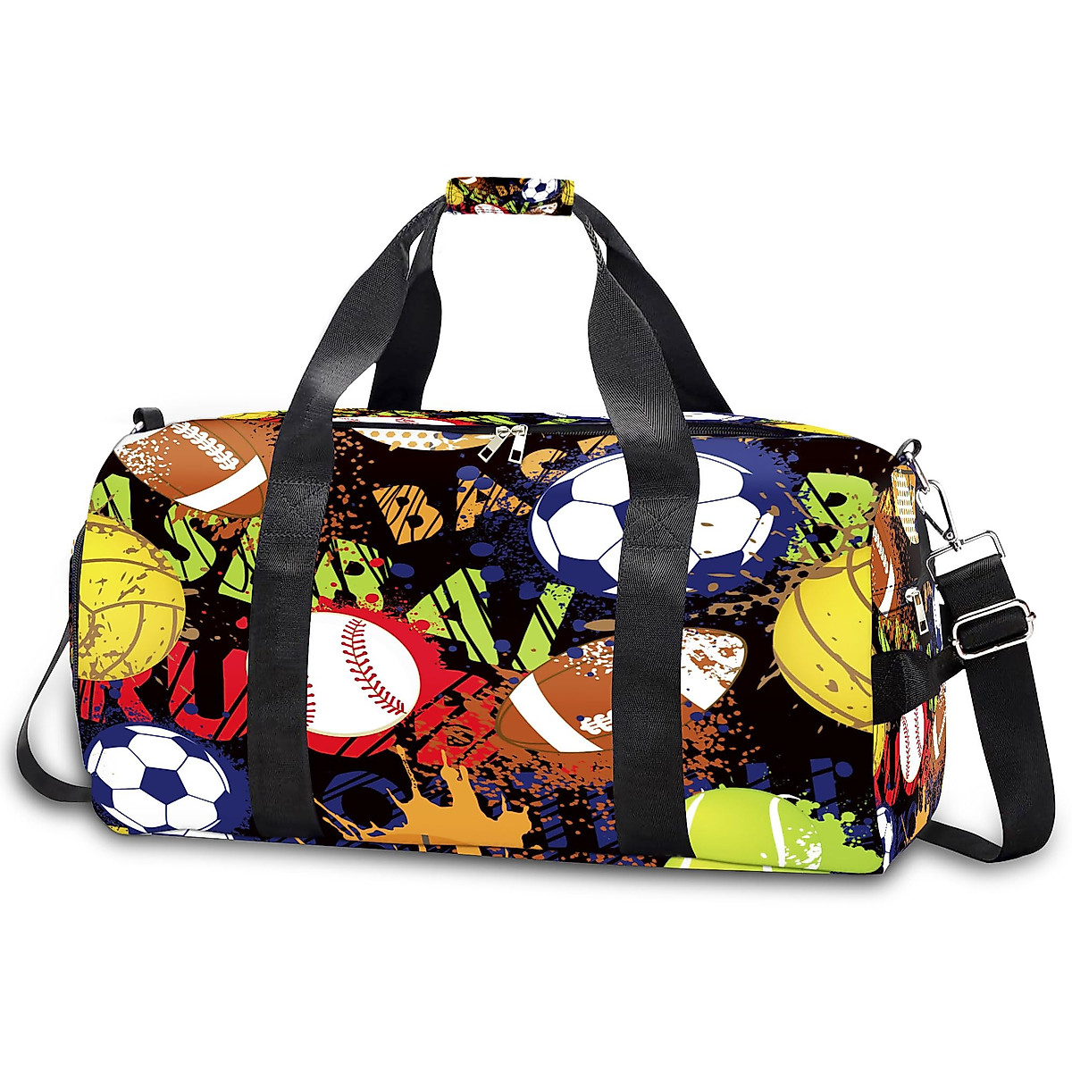 Kids Overnight Duffle Bag Boys Sport Gym Bag with Shoe Compartment & Wet Pocket, Carry On Weekender Travel Bag for Kid Boys