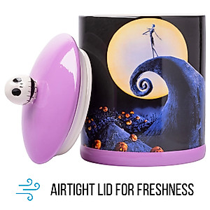Silver Buffalo Disney Tim Burton Nightmare Before Christmas Moon Hill Scene Jack Skellington Ceramic Cookie Snack Jar (Large)